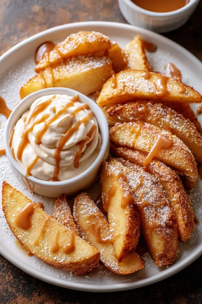 Air Fried Apple Wedges with Caramel Whipped Cream Dipping Sauce ...