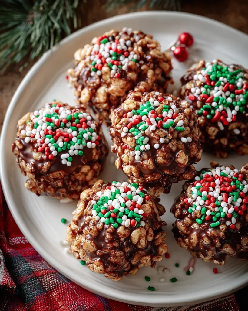 Festive Christmas Chocolate Rice Krispie Balls – Cooking With Annie