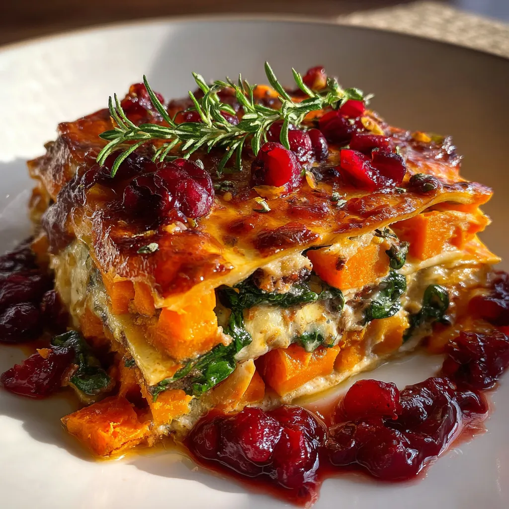 Vegetable Lasagna with Sweet Potato, Butternut Squash & Cranberry Glaze ...